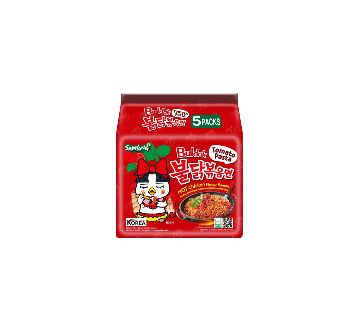 Buldak Tomato Pasta Hot Chicken Noodles Stir-Fried Ramen - 5 Pack 700g ...