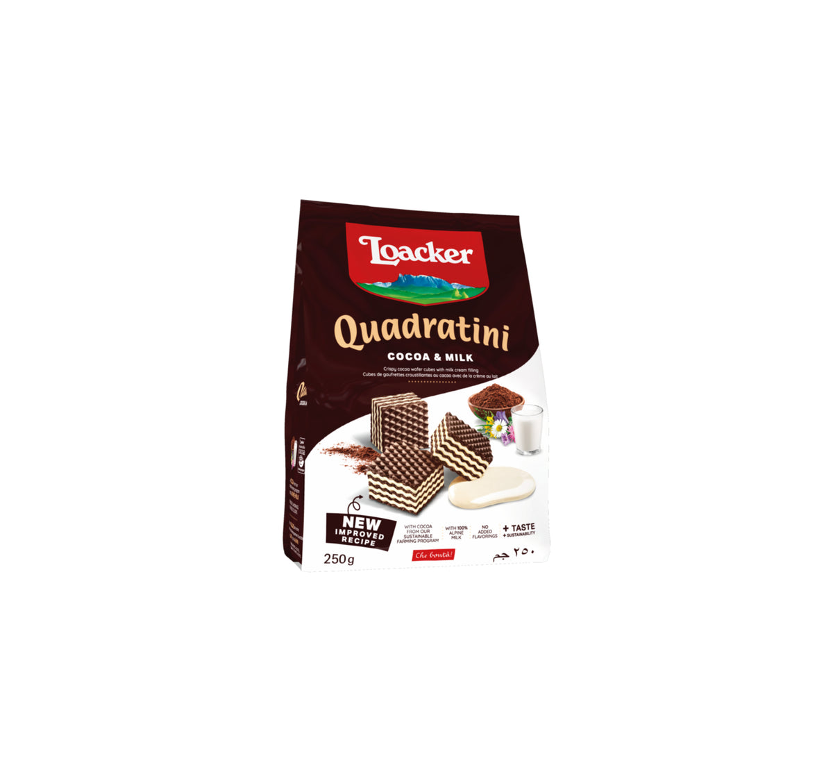 Loacker Quadratini Wafer Cookies Cocoa & Milk Flavor 250g – La Casita ...