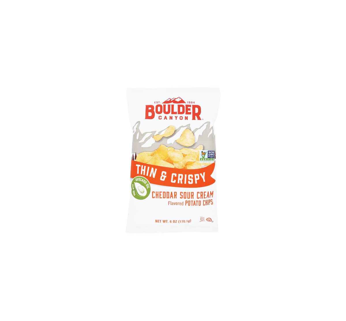 Boulder Avocado Oil Cheddar Sour Cream Thin & Crispy Potato Chips 170 ...