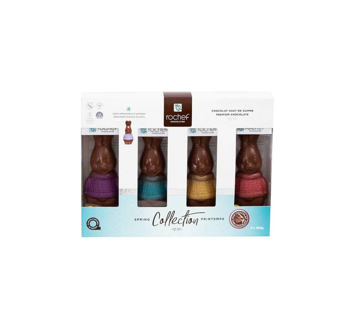 Rochef Decorated Hollow Milk Chocolate Bunnies Spring Collection - 4 P ...