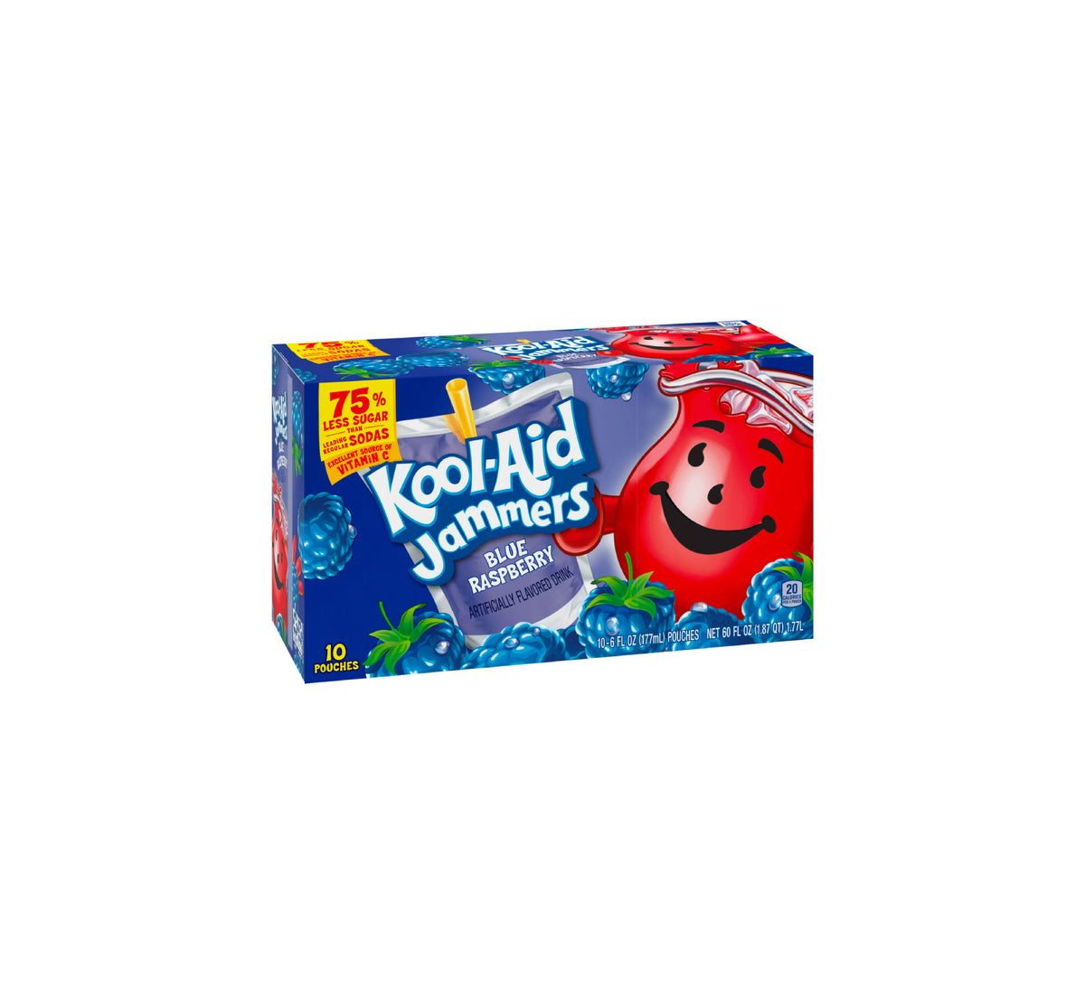 Kool-Aid Jammers Blue Raspberry Flavor Punch Kids Drink - 10 Pack 1.77 ...